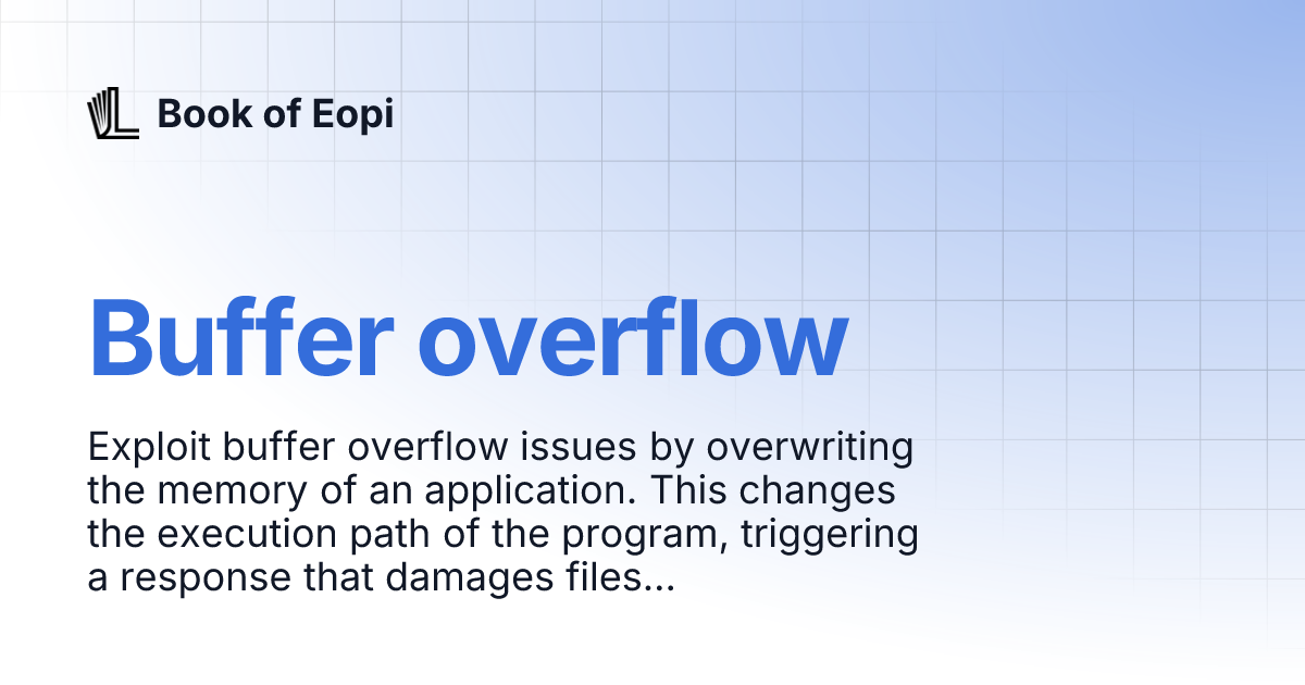 Buffer overflow | Book of Eopi