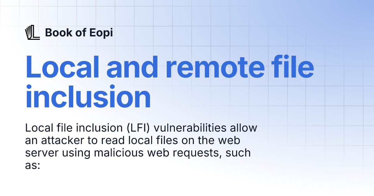 Local and remote file inclusion | Book of Eopi
