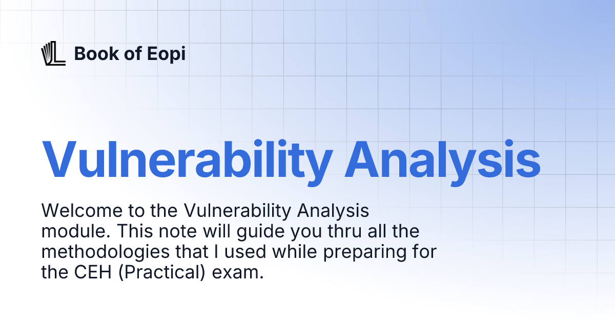 Vulnerability Analysis | Book of Eopi